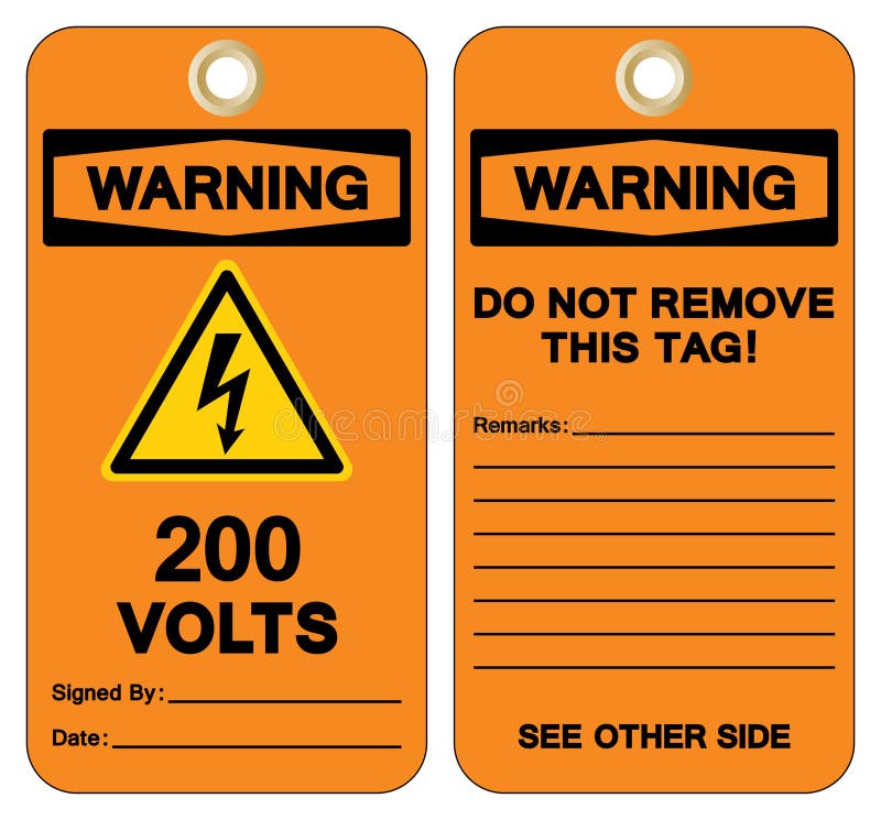 Warning 200 Volts Tag Symbol Sign,Vector Illustration, Isolate on White ...