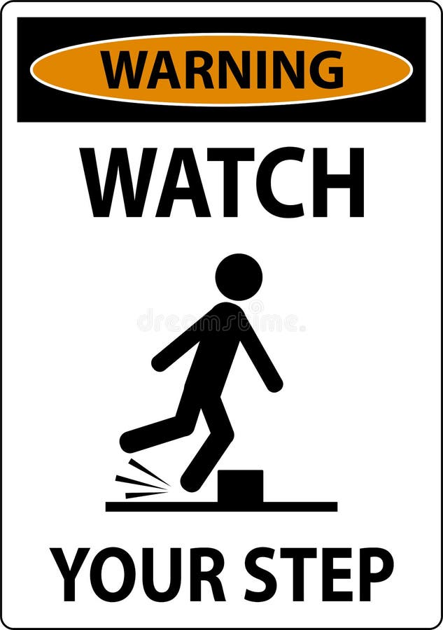 Warning Watch Your Step Sign on White Background Stock Vector ...