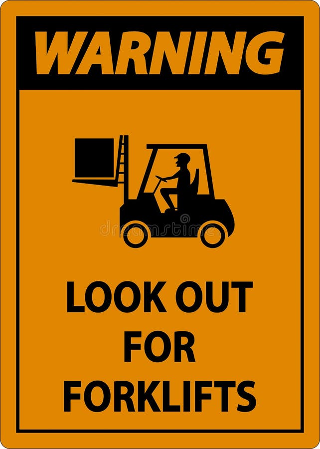 Warning 2-Way Look Out for Forklifts Sign on White Background Stock ...