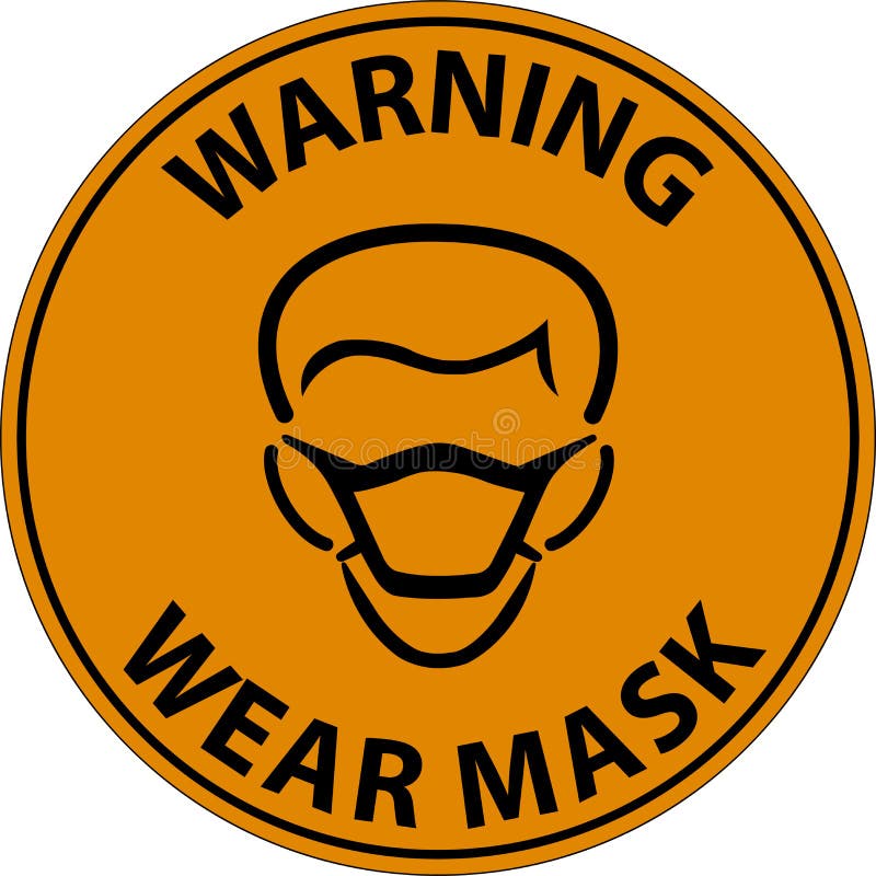 Warning Wear Mask Sign on White Background Stock Vector - Illustration ...