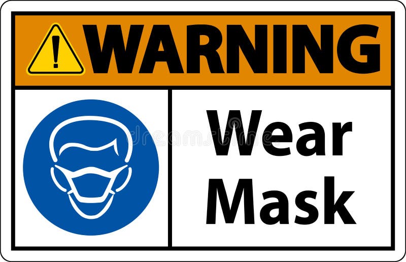 Warning Wear Mask Sign on White Background Stock Vector - Illustration ...