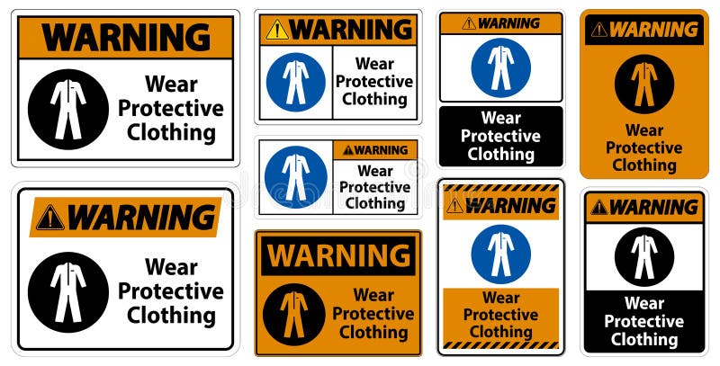 Warning Wear Protective Clothing Sign on White Background Stock Vector ...