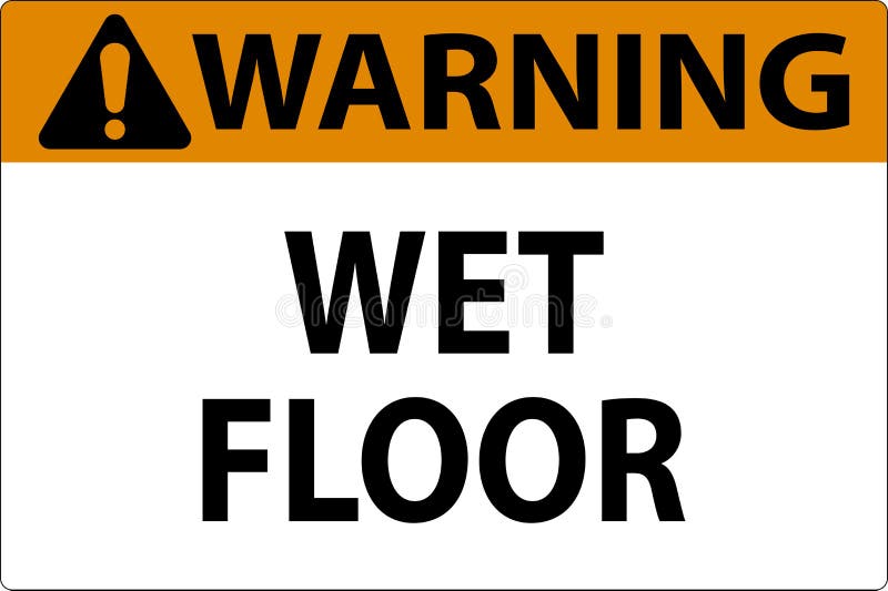 Warning Wet Floor Label Sign on White Background Stock Vector ...