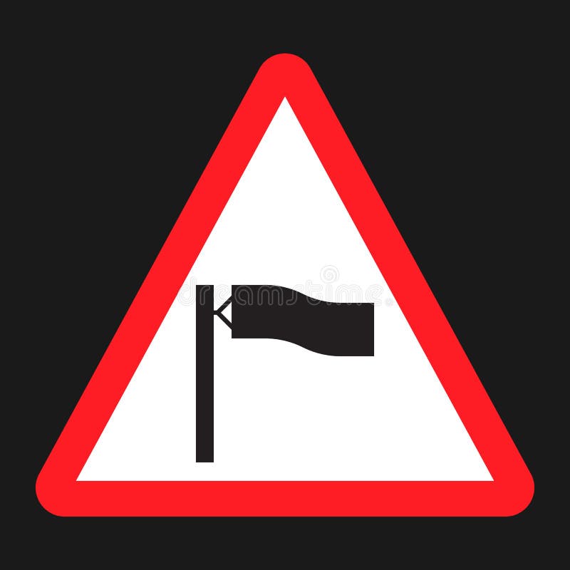 Warning Wind Sign Flat Icon Stock Vector - Illustration of background ...