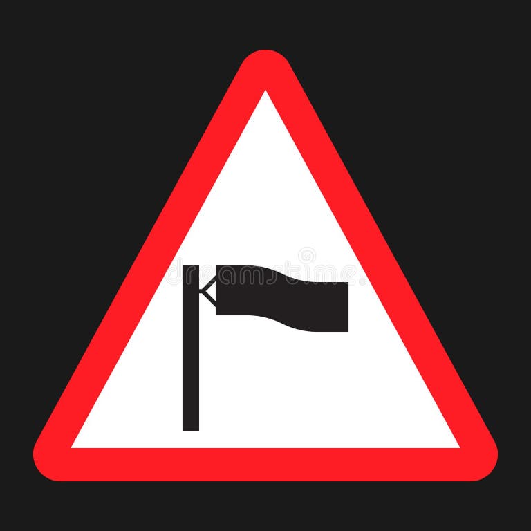 Warning Wind Sign Flat Icon Stock Vector - Illustration of background ...