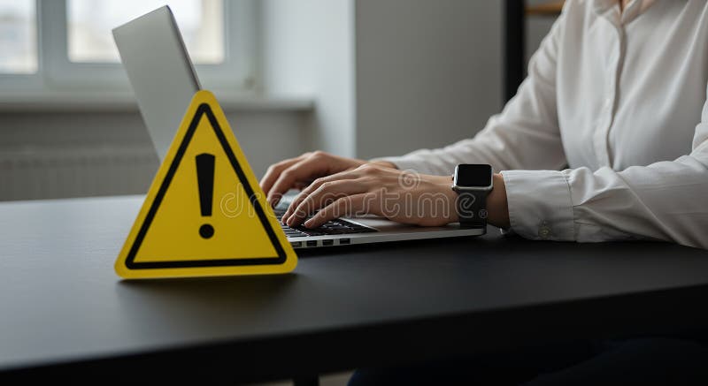 Warning Woman in Her 30s Encountering a Problem while Working on Her ...