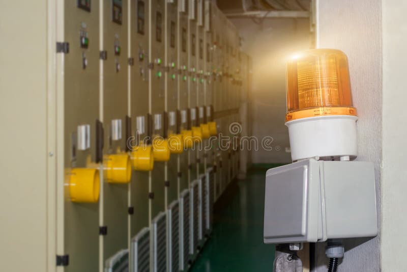 Warning Yellow Alarm Light for Electrical Control Cabinet on the Wall ...