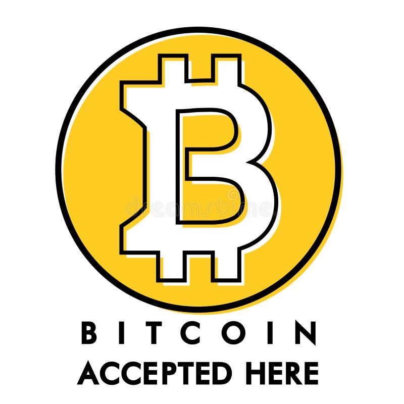 Warning Yellow Circle Sticker Accepts Bitcoin Stock Vector ...