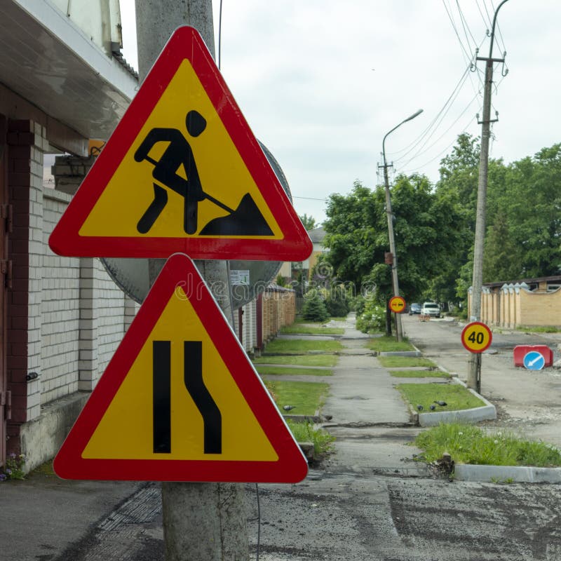 Road Signs on a Telegraph Pole Stock Photo - Image of blue, background ...