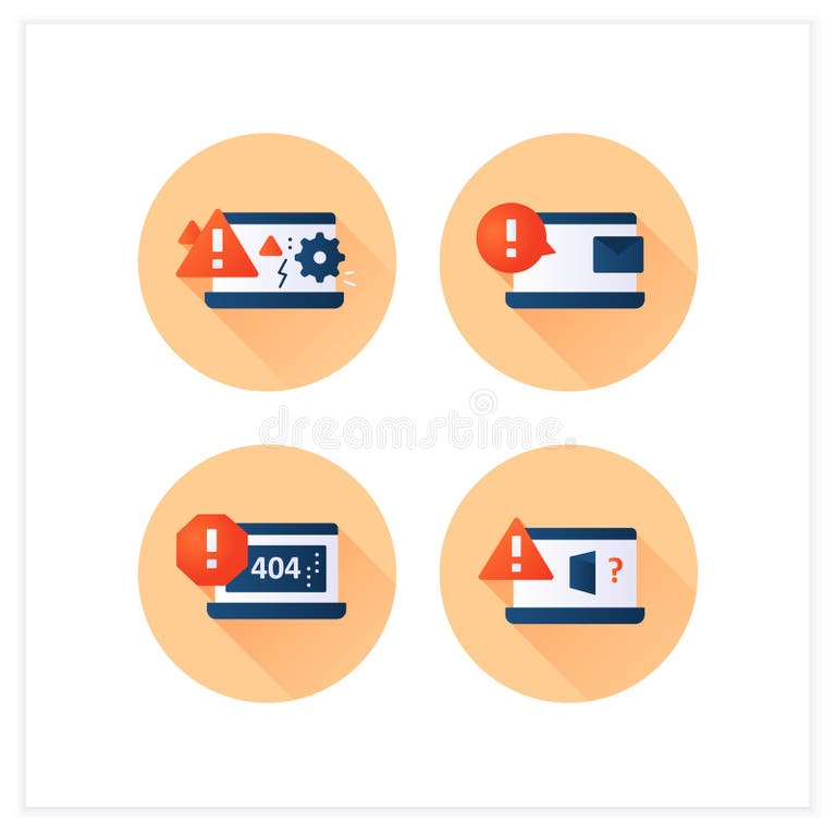 Warnings flat icons set stock vector. Illustration of pointer - 255296998
