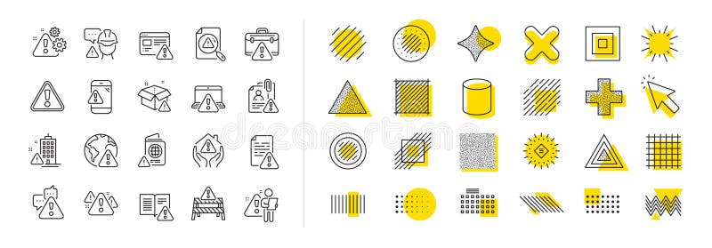 Warnings Line Icons. Caution Sign, Exclamation Mark, Risk Attention ...
