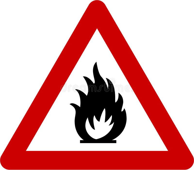 Warnzeichen mit Feuer stock abbildung. Illustration von ikone - 89477350