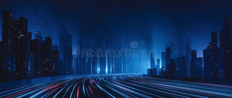 Warp Speed in Hyper Loop with Blur Light from Buildings Lights in Mega ...