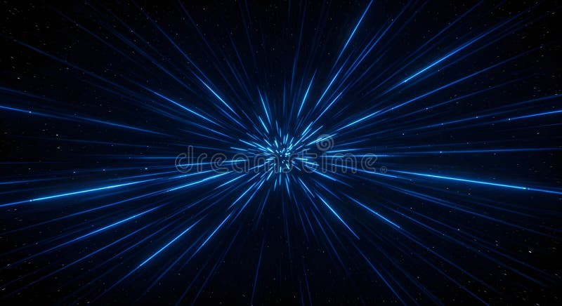 Warp Speed Travel through Space with Streaking Blue Light Trails Stock ...