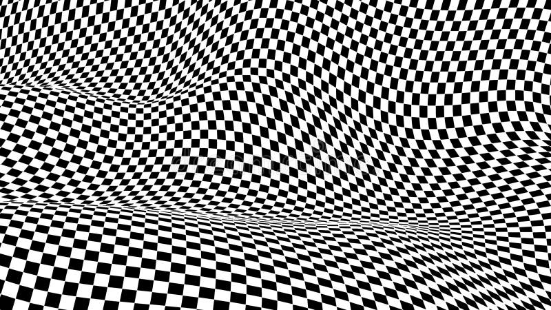 Warped Checkered Pattern. Optical Illusion Trippy Background. Vector ...