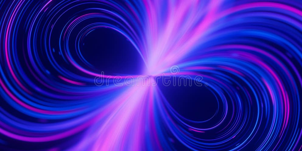 Warped Data Light Speed Flow. Abstract Round Digital Data Stream of Quantum Computing Stock ...