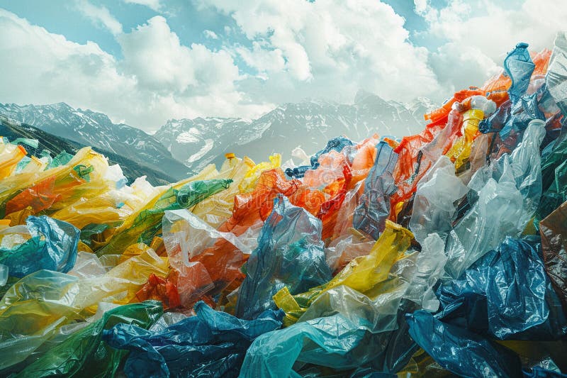 Warped Plastic Waste Creating a Kaleidoscopic Image, Focus on ...