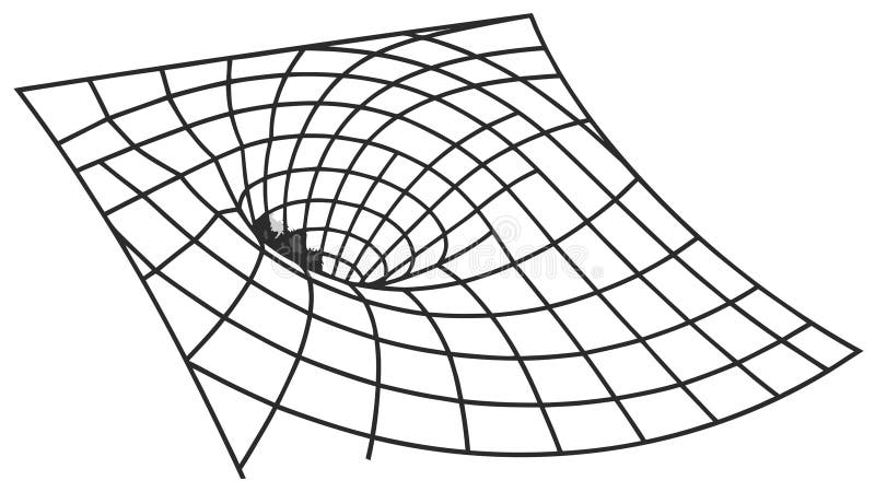 A Warped Spacetime Grid Bending into a Funnel Shape for a Physics Model ...
