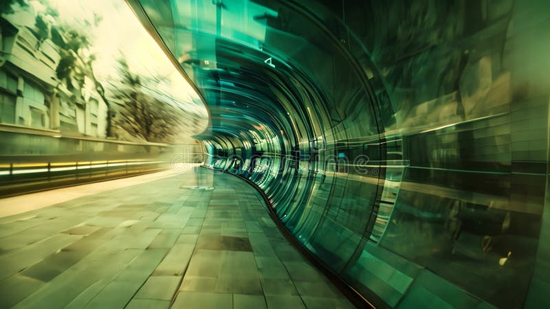 A Warped View through a Curved Glass Structure Creates a Surreal Effect ...