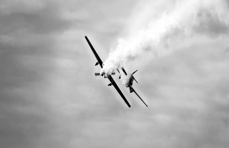 WARPLANE with Smoke from the Engine Stock Photo - Image of airplane ...