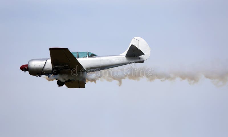 WARPLANE with Smoke from the Engine Stock Photo - Image of aviation ...