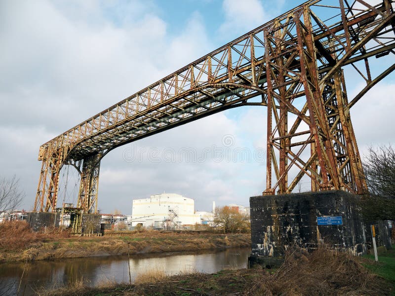 Warrington. Rustic Iron Transporter Bridge Towering Over a Tranquil ...