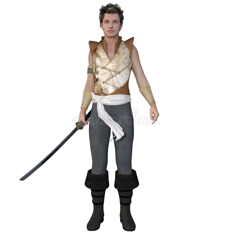 A Warrior from an Ancient Time in Light Armor with a Sword Stock ...