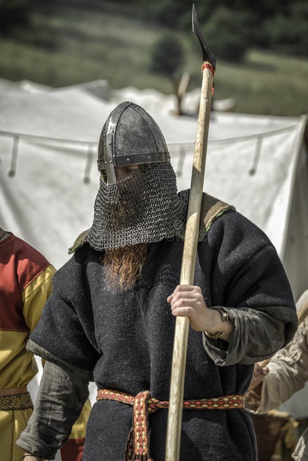 Warrior with Axe of the Middle Ages Editorial Stock Photo - Image of ...