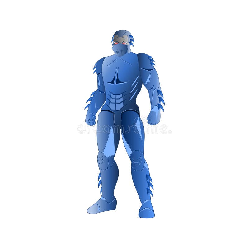 Warrior in Blue Armor,3D Illustration Stock Illustration - Illustration ...