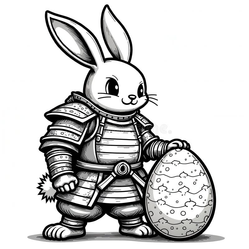 Warrior Bunny with Decorated Easter Egg Shield Stock Illustration ...