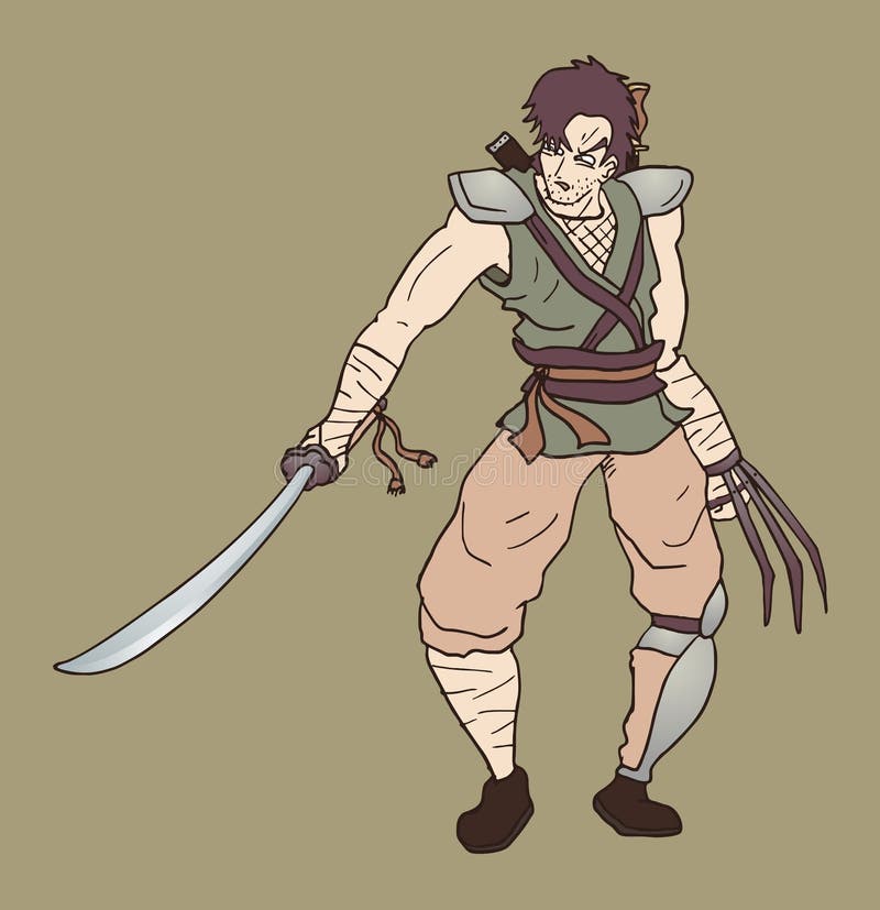 Warrior draw stock vector. Illustration of isolated, anime - 55609454