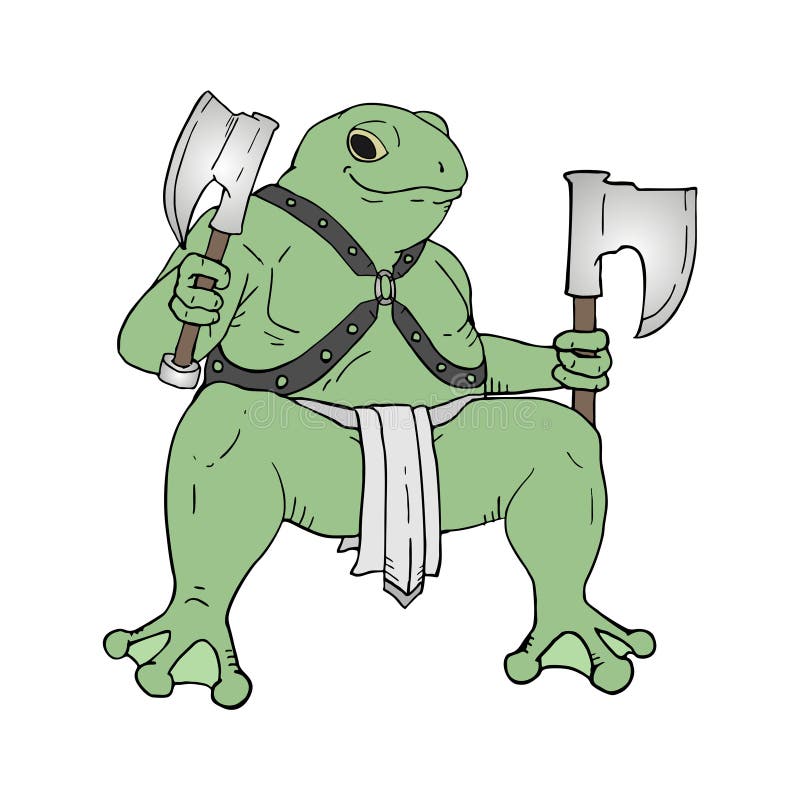 Strong Frog. Powerful Toad With Large Muscles. Amphibian Animal Stock ...