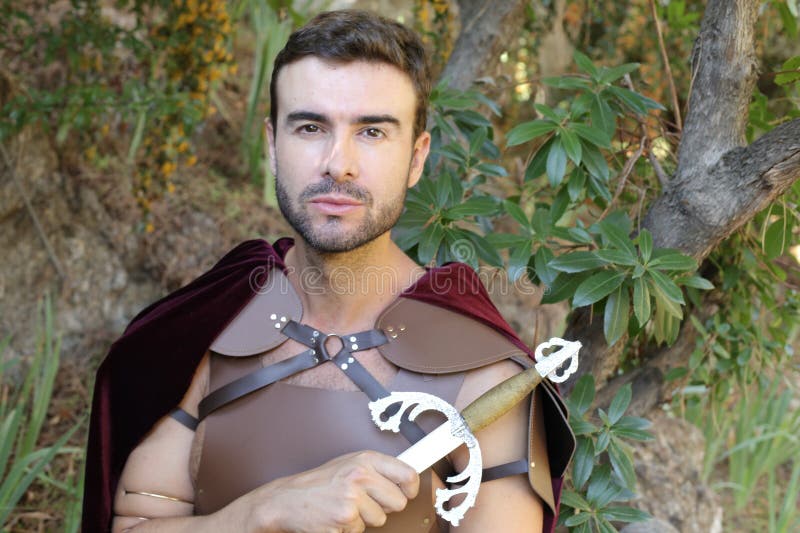 Warrior in Front of an Enemy Stock Image - Image of legionary, handsome ...