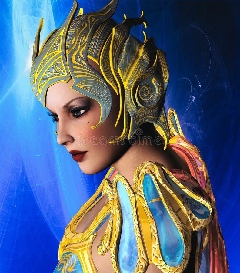 Warrior with Gold and Blue Armour Stock Illustration - Illustration of ...