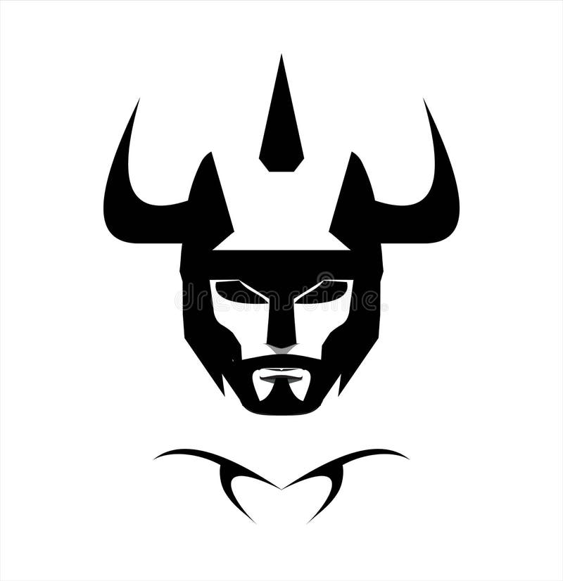 Horned Black warrior Skull stock illustration. Illustration of drawing ...