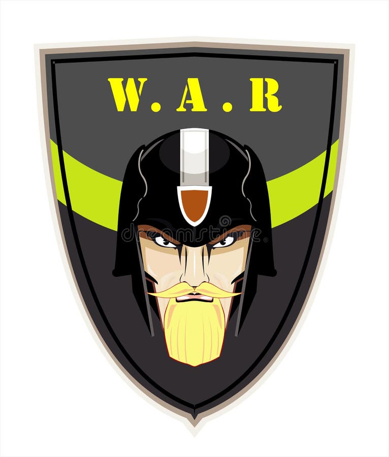 Commander Head Mascot on Shield. Stock Illustration - Illustration of ...