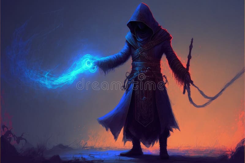 A Warrior with Magical Abilities Conjuring a Spell with a Brilliant ...