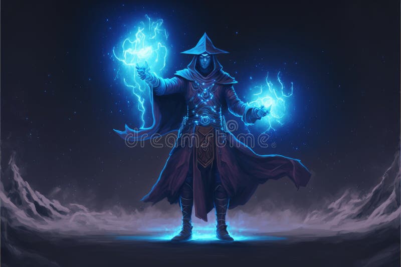 A Warrior with Magical Abilities Conjuring a Spell with a Brilliant ...