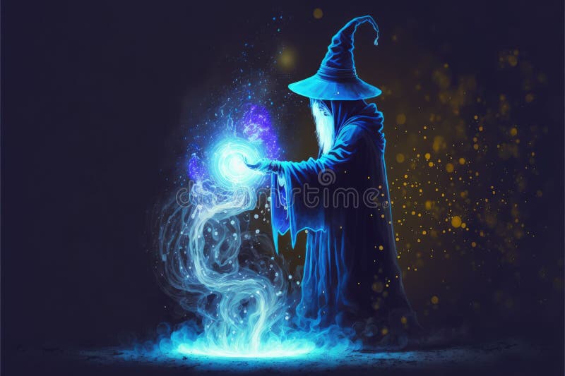 A Warrior with Magical Abilities Conjuring a Spell with a Brilliant ...