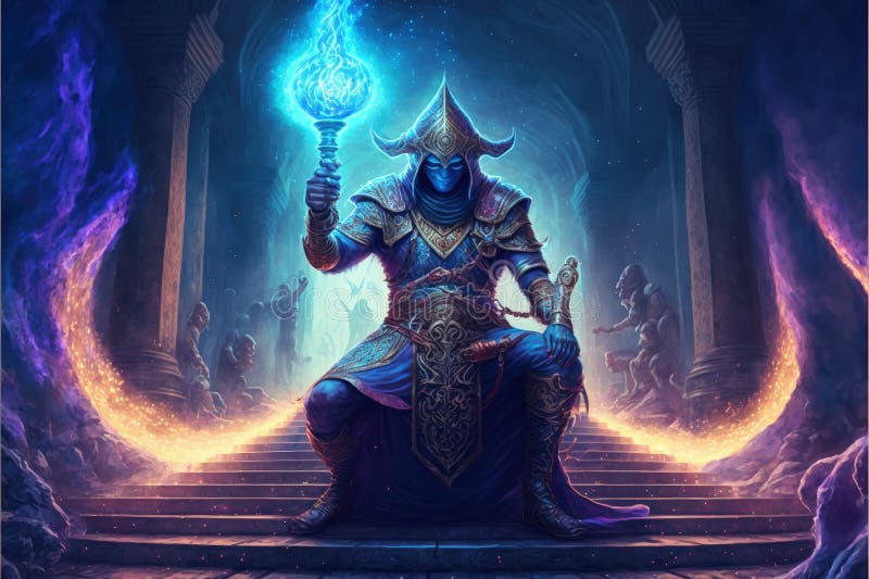 A Warrior with Magical Abilities Conjuring a Spell with a Brilliant ...