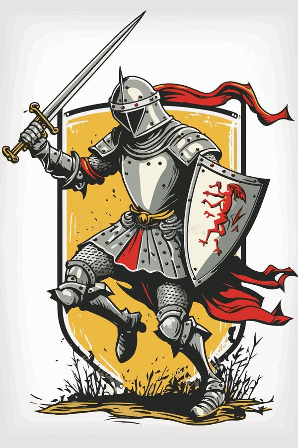 Warrior or Medieval Knight Vector Wearing Armor Vector Illustration ...