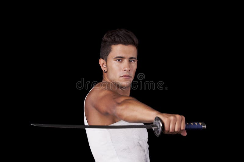 Strong Warrior with Ninja Swords Stock Photo - Image of athlete, killer ...