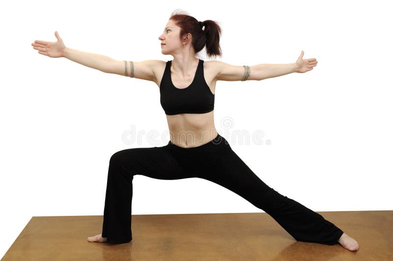 Warrior pose stock image. Image of indoors, ponytail - 23445145