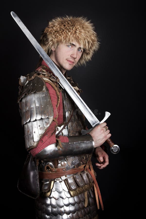 Great Warrior with Sword and Heavy Armour Stock Image - Image of ...