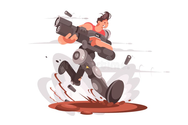 Warrior Running with Cannon Stock Vector - Illustration of battlefield ...