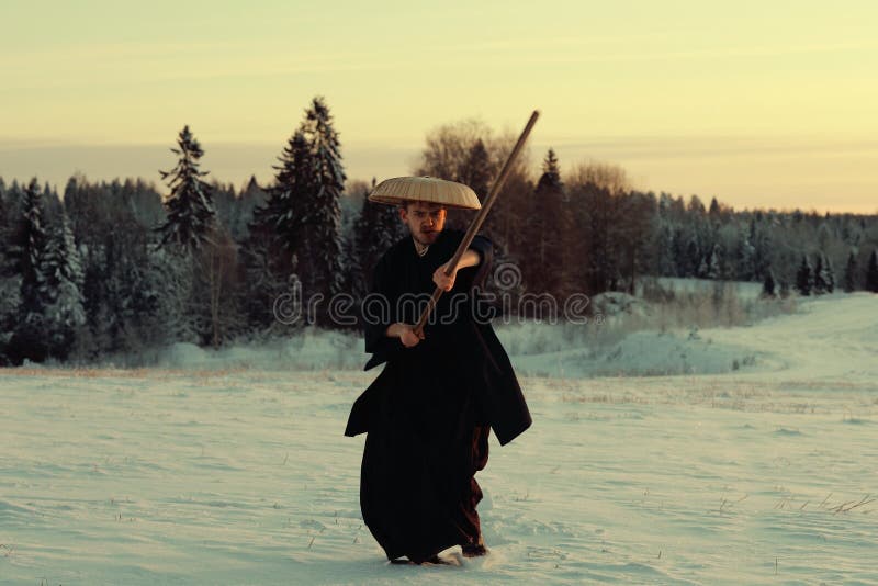 Warrior Samurai in Cold Winter Stock Photo - Image of fighter, japan ...