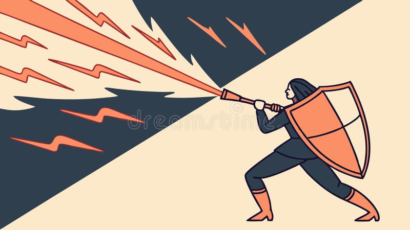 Warrior with Shield Deflecting Energy Blast, Vector Design Generative ...