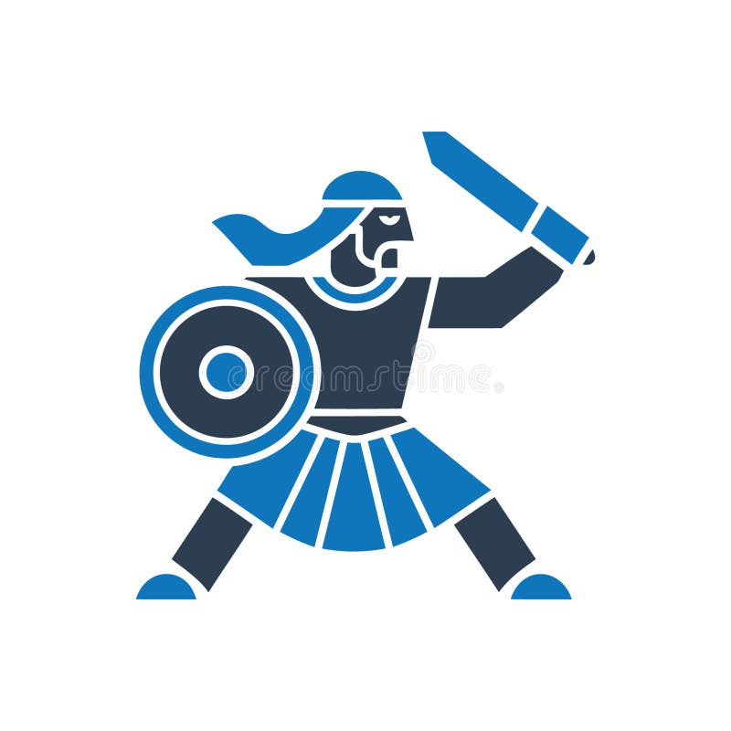 Warrior with Shield Icon stock illustration. Illustration of strength ...