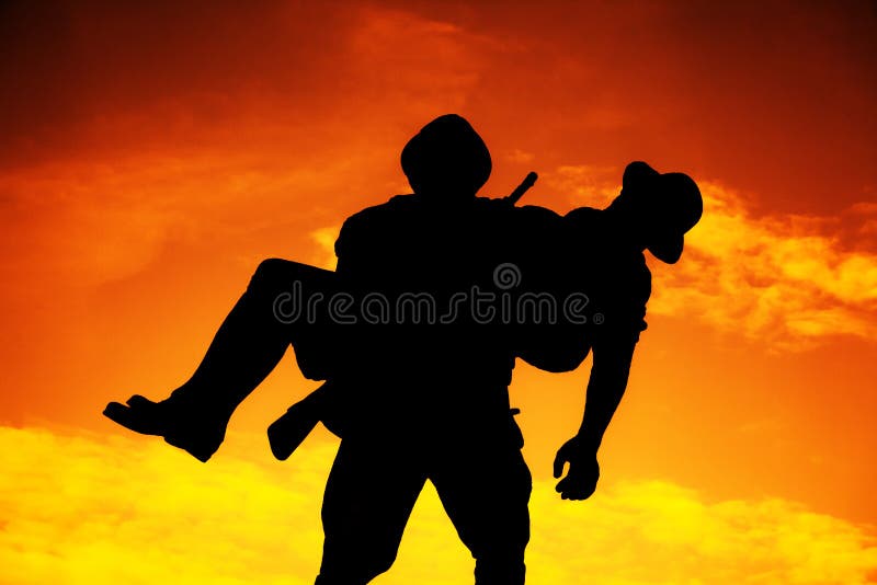 US Army Soldier Carrying Wounded Colleague Stock Photo - Image of ...