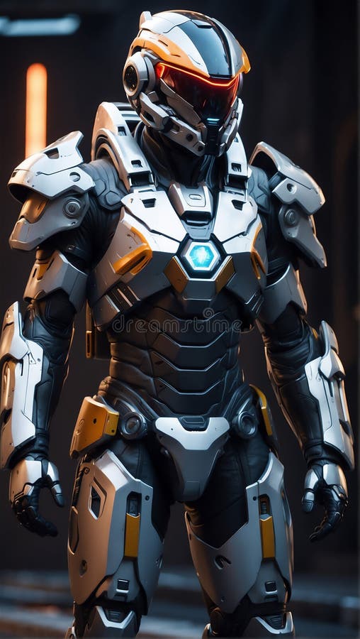 Warrior Soldier with Sci-fi, Futuristic and Technological Combat Armor ...